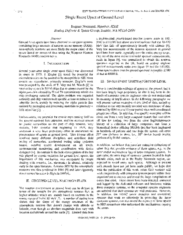 (PDF) Single event upset at ground level