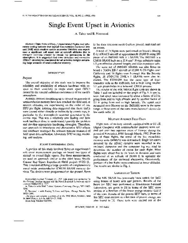 (PDF) Single event upset in avionics