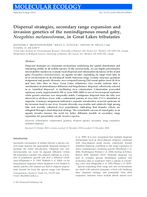 (PDF) Dispersal strategies, secondary range expansion and invasion ...