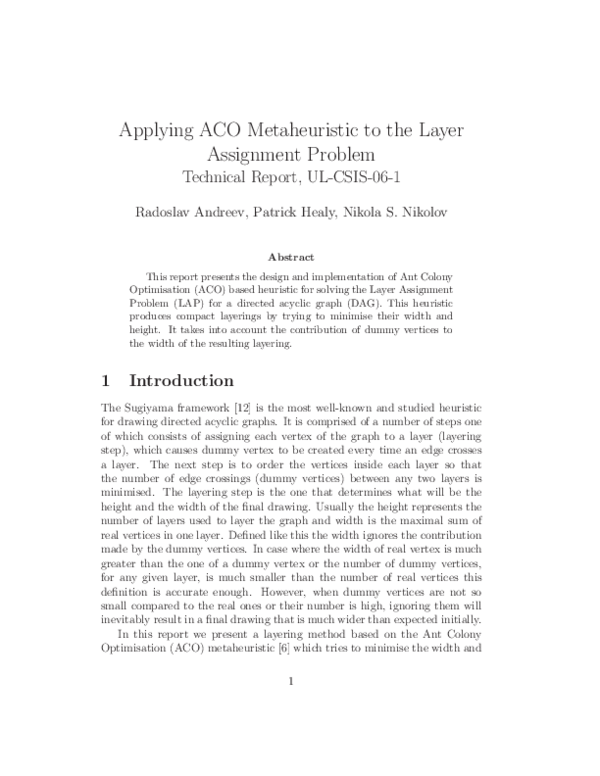 (PDF) Applying ACO metaheuristic to the layer assignment problem