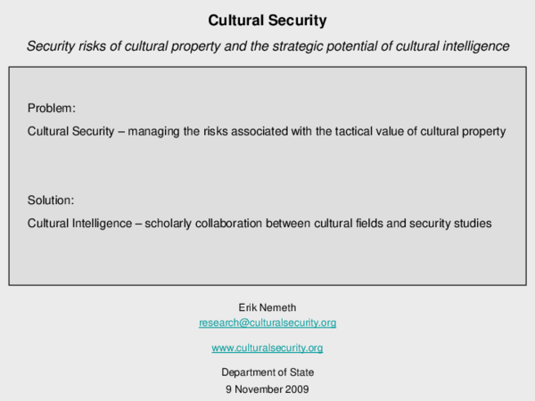 (PDF) Briefing on Cultural Security