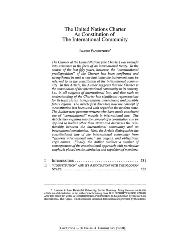(PDF) The United Nations Charter as Constitution of the International ...