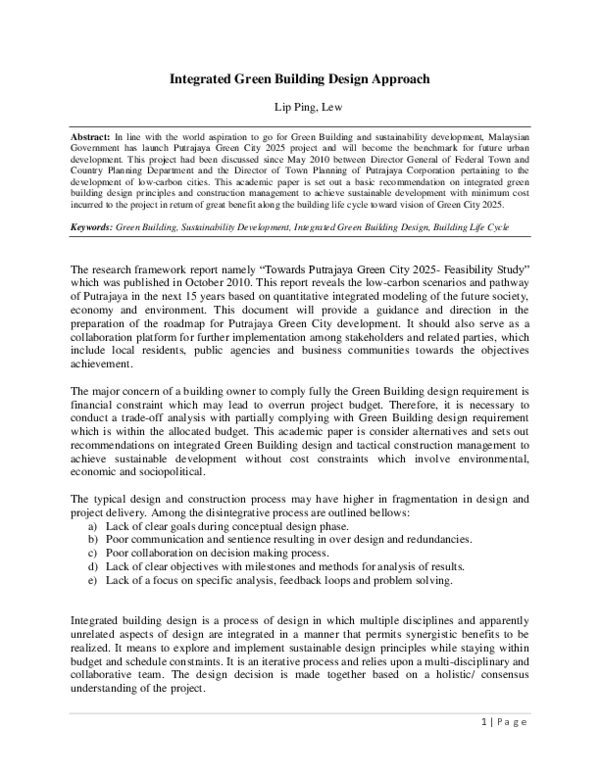 (PDF) Integrated Green Building Design Approach