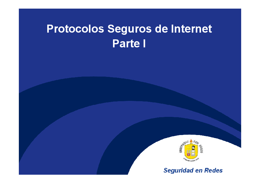 (PDF) Protocolos Seguros de Internet Parte I Seguridad en Redes