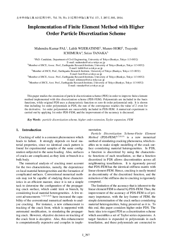 (PDF) Implementation of Finite Element Method with Higher Order Particle Discretization Scheme