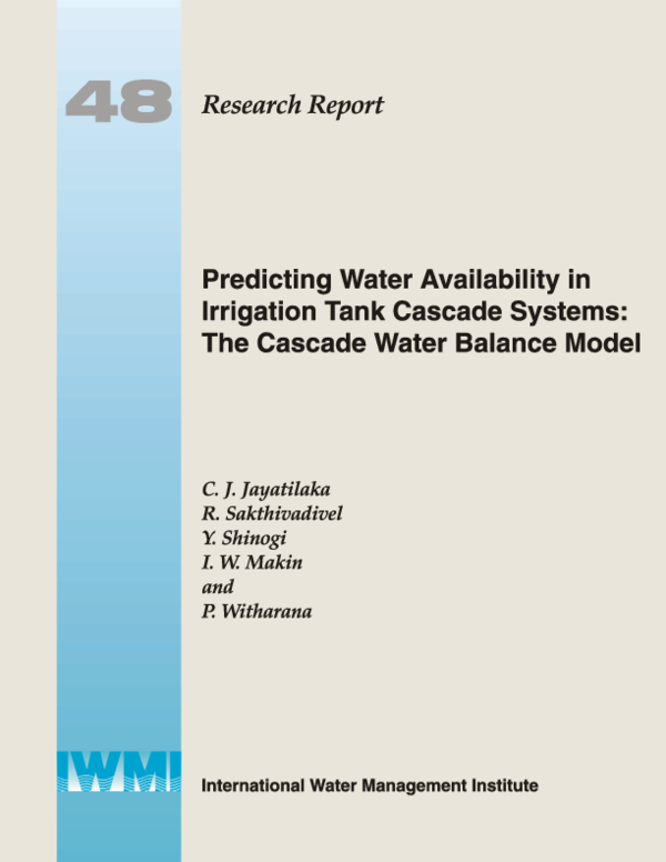(PDF) Predicting water availability in irrigation tank cascade systems ...