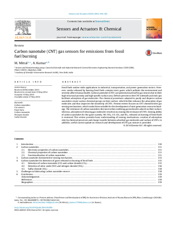 (PDF) CNT GAS SENSORS FOSSIL FUEL