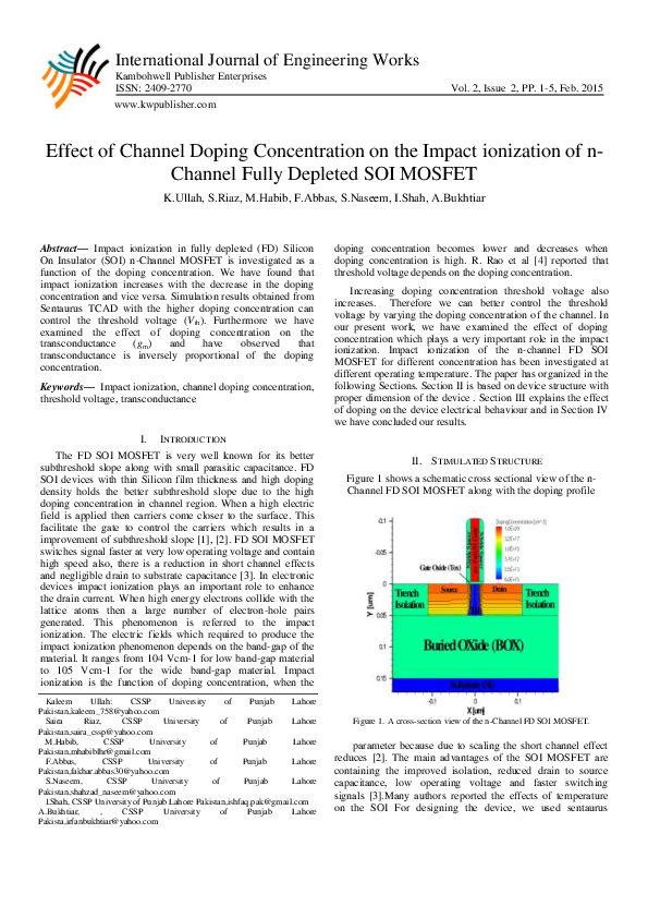 (PDF) Effect of Channel Doping Concentration on the Impact ionization of n-Channel Fully ...