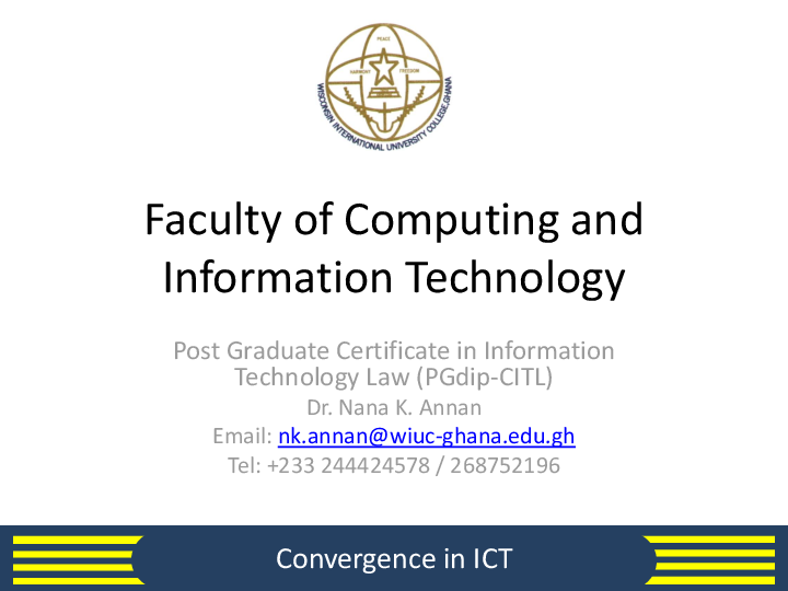Convergence in Information and Communication Technology