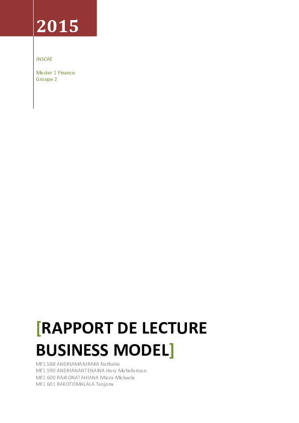 (PDF) Rapport de lecture BM
