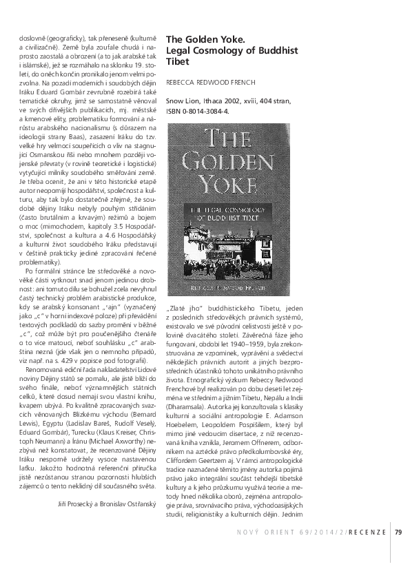 (PDF) Recenze: Rebecca French: The Golden Yoke: Legal Cosmology of ...