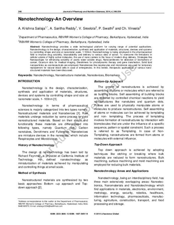 Nanotechnology-An Overview