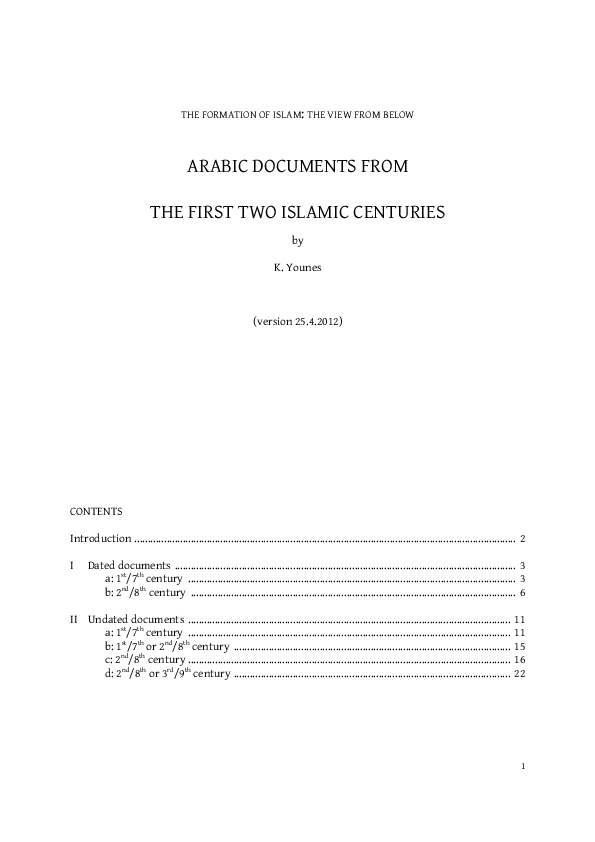 (PDF) Arabic documents from the first two Islamic centuries