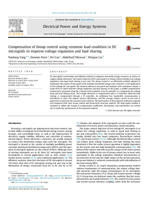 (PDF) Compensation of droop control using common load condition in DC ...