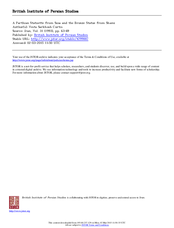 (PDF) A Parthian statuette from Susa and the bronze statue from Shami