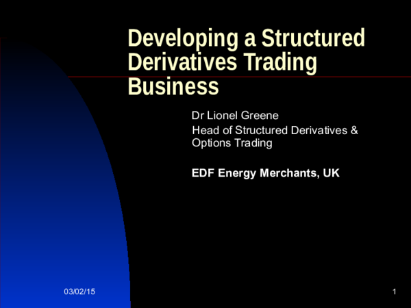 (PPT) Developing a Structured Derivatives Trading Business