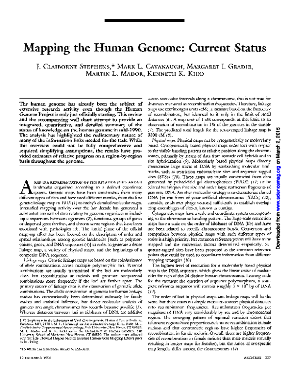(PDF) Mapping the human genome: Current status