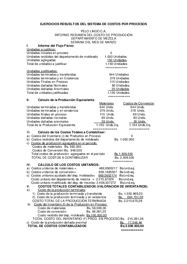 (PDF) EJERCICIOS RESUELTOS DEL SISTEMA DE COSTOS POR PROCESOS