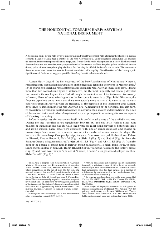 (PDF) The Horizontal Forearm Harp: Assyria's National Instrument