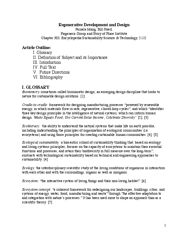 (PDF) Regenerative Development and Design