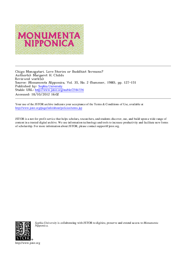 (PDF) Chigo Monogatari. Love Stories or Buddhist Sermons?