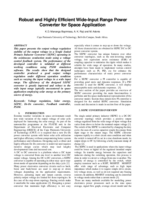 (PDF) Robust and Highly Efficient Wide-Input Range Power Converter for Space Application