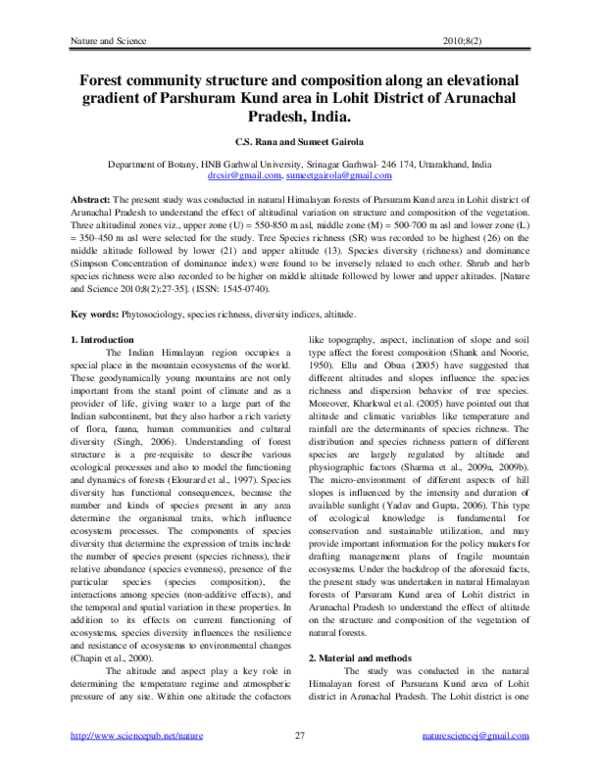 (PDF) Forest community structure and composition along an elevational ...