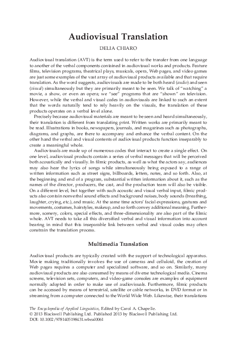 (PDF) Audiovisual Translation