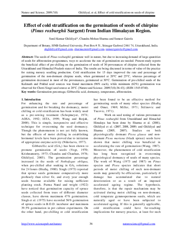 (PDF) Effect of cold stratification on the germination of seeds of ...