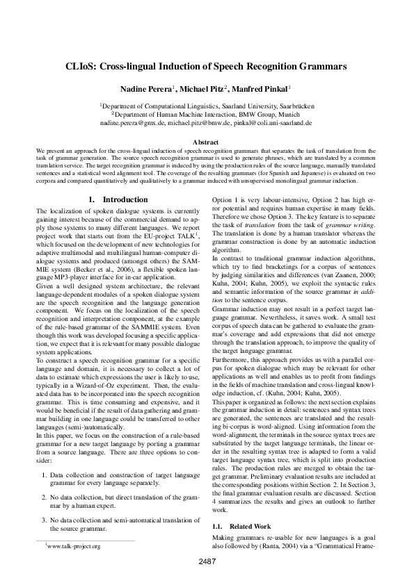 (PDF) CLIoS: Cross-lingual Induction of Speech Recognition Grammars