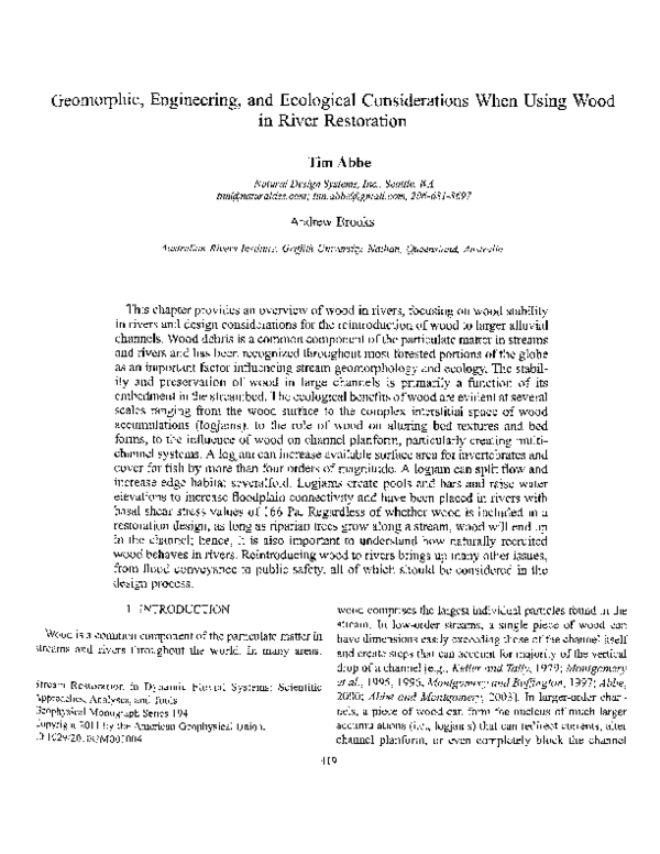 (PDF) Geomorphic, Engineering, and Ecological Considerations 'When ...