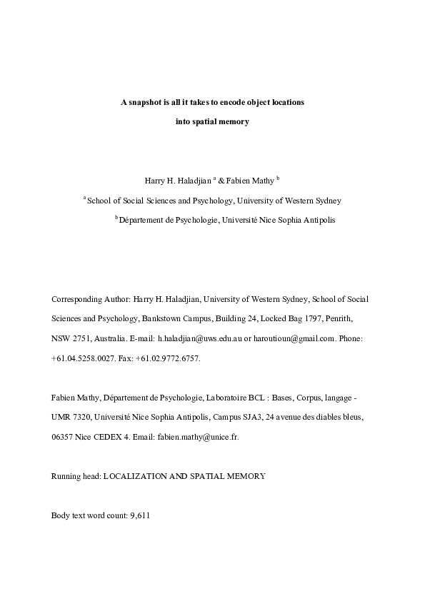 (PDF) A snapshot is all it takes to encode object locations into ...