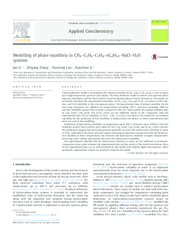 (PDF) Modelling of phase equilibria in CH4-C2H6-C3H8-nC4H10-NaCl-H2O ...