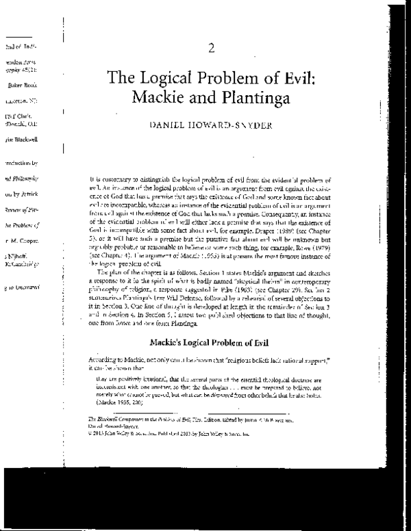 (PDF) The Logical Problem of Evil: Mackie and Plantinga (2013)