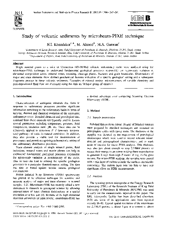 (PDF) Study of volcanic sediments by microbeam PIXE technique