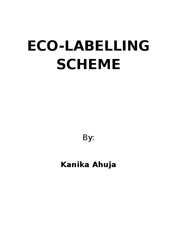 (DOC) Eco-Labelling in India
