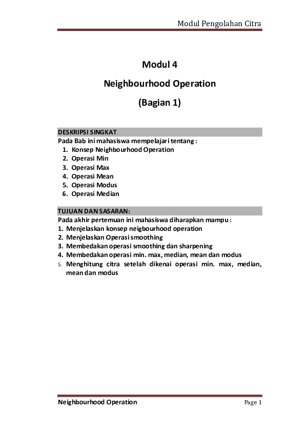 (PDF) Neighbourhood operation