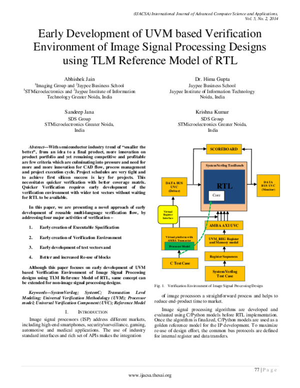 (PDF) Early Development of UVM based Verification Environment of Image Signal Processing Designs ...