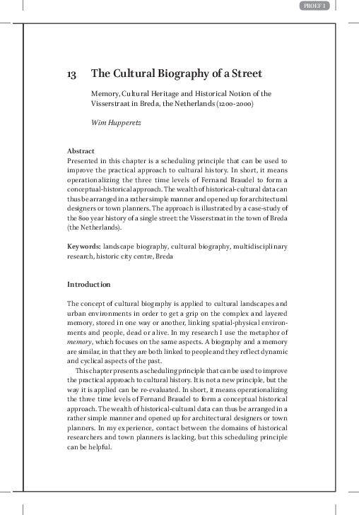 (PDF) The cultural biography of a street. Memory, cultural heritage and ...