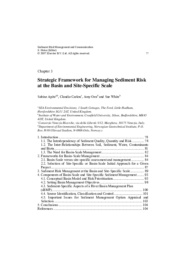 (PDF) Strategic Framework for Managing Sediment Risk at the Basin and ...