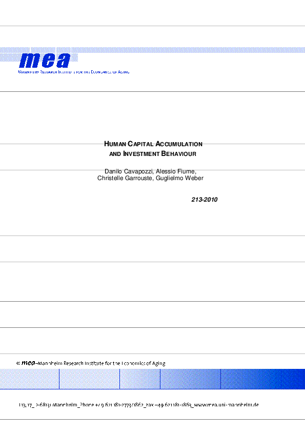 (PDF) Human capital accumulation and investment behaviour