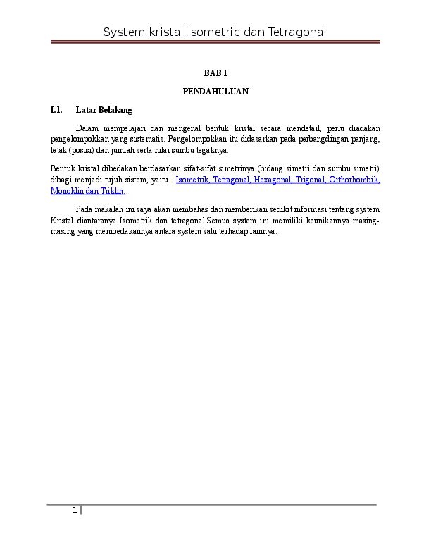 (DOC) SISTEM KRISTAL ISOMETRIK DAN TETRAGONAL