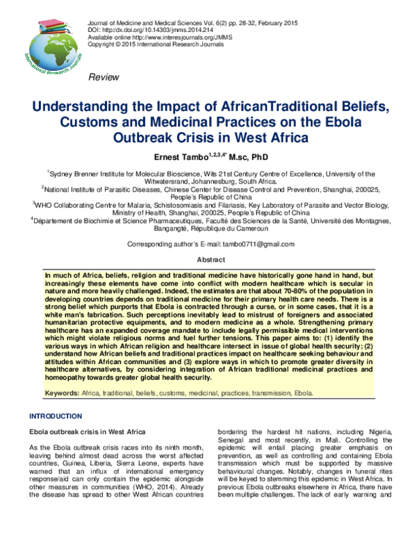 (PDF) Understanding the Impact of AfricanTraditional Beliefs,Customs ...