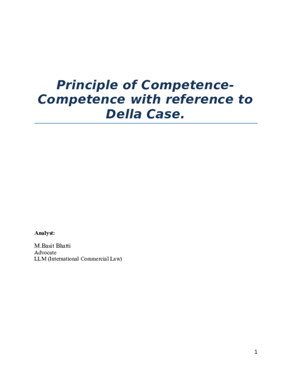 (DOC) Principle of Competence-Competence reference with Della Case