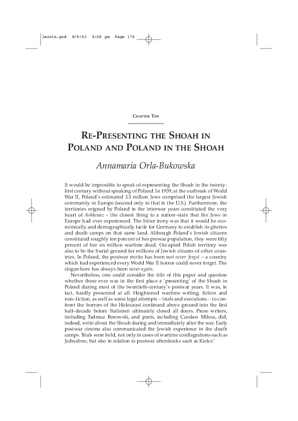 (PDF) Re-presenting the Shoah in Poland and Poland in the Shoah [in "Re ...