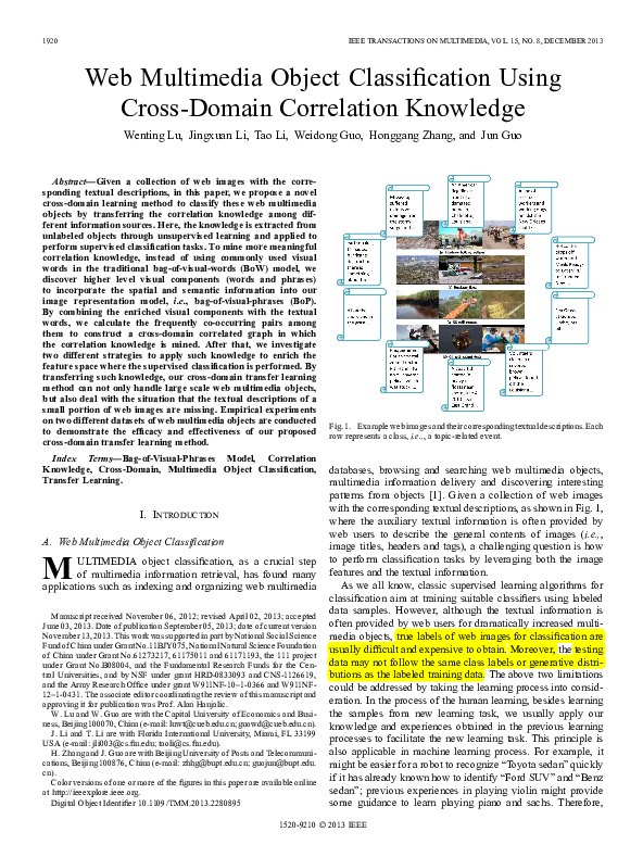 (PDF) Web multimedia object classification using cross-domain correlaiton knowledge