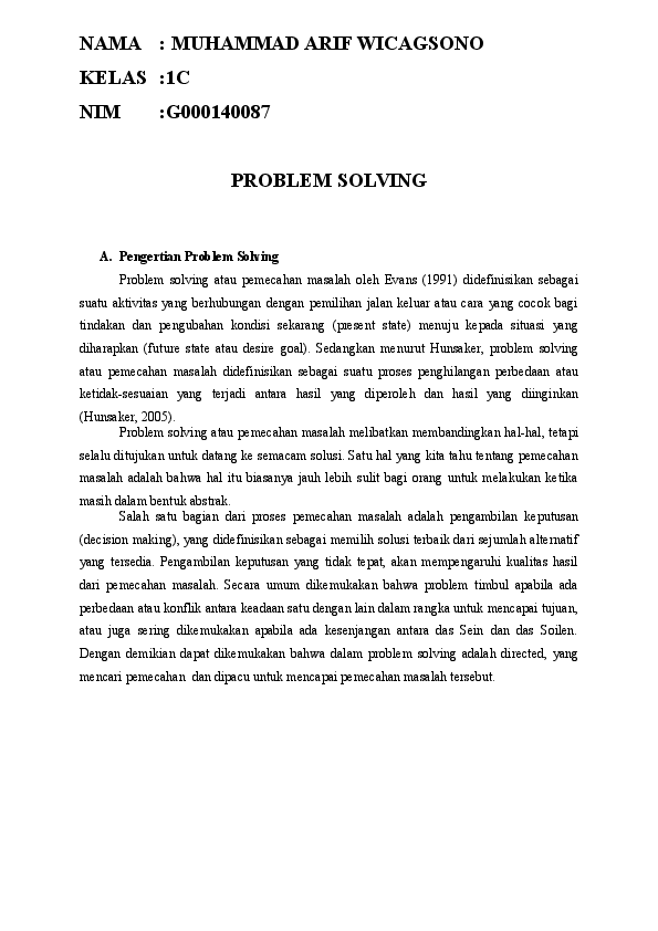 (DOC) problem solving