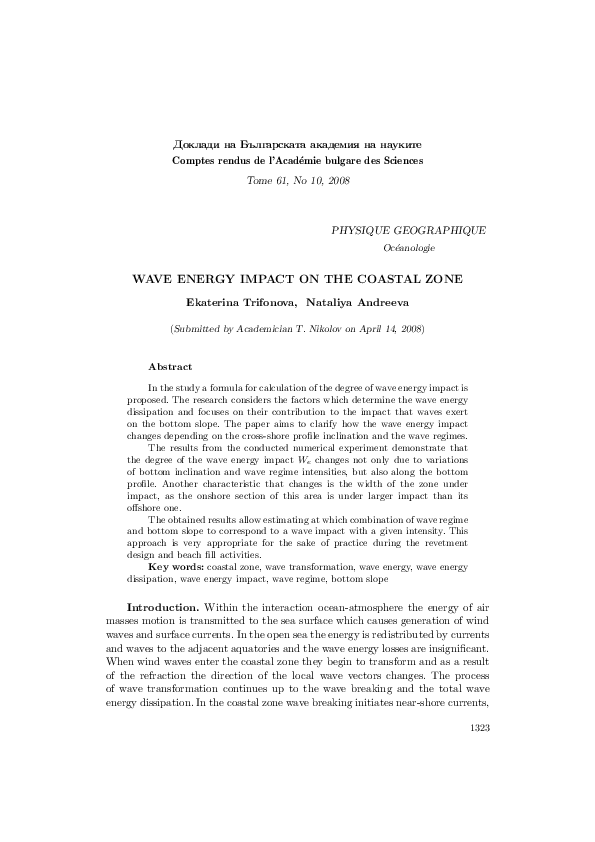 (PDF) Wave energy impact on the coastal zone