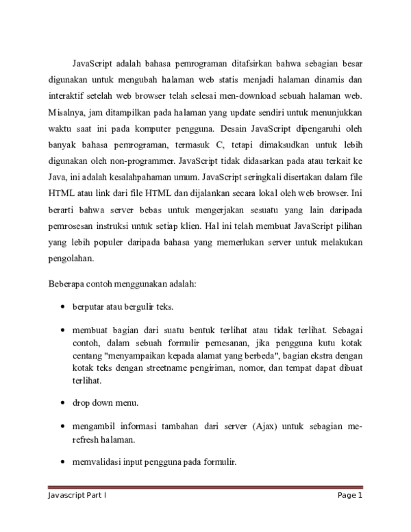 (DOC) Mengenal Java Script Part 1