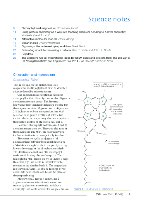 (PDF) Chlorophyll and magnesium